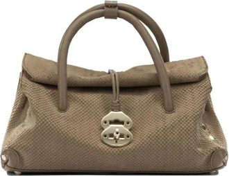 Zanellato Hobo Bags - Textured Suede Handbag With Metallic Clasp And Stu - Gr. unisize - in Braun - f&uuml;r Damen