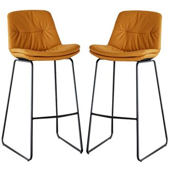 Generic Lederbezogene Barhocker, gepolsterte Tresenhocker mit R&uuml;cken- und Fu&szlig;st&uuml;tze, hohe Barhocker f&uuml;r K&uuml;cheninsel, Caf&eacute;, Kneipe