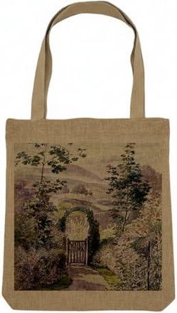 Fabulous Sac Shopping Tote Bag Aspect Lin - Jardin Fleuris Aquarelle Peinture Beatrice Potter - Sac de Courses Toile Epaisse 360g Beige Naturel Cabas Port&eacute; Epa