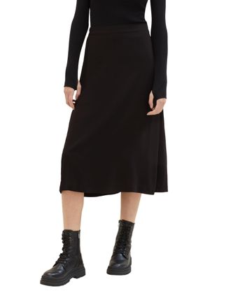 Tom Tailor Damen Midi Rock aus Viskose, deep black, 36