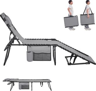 Yaheetech Klappbar Sonnenliege mit Kissen & Seitentasche & 5-Fach Verstellbarer R&uuml;ckenlehne, Stabil & Tragbar Strandliege Gartenliege Campingbett bis 120kg f&uuml;r 