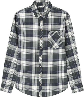 Springfield Damen Regular Fit Check Shirt with Front Pocket Bluse, gr&uuml;n, 32