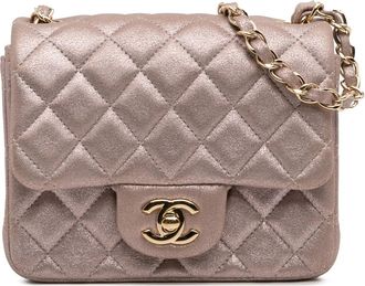 Chanel Hobo Bags - Mini Square Classic Iridescent Calfskin Single Fla - Gr. unisize - in Gold - für Damen