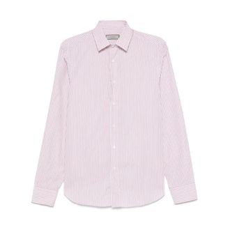 Canali Rote Gestreifte Langarm Knopfbluse - - Shirts - Herren - Rosa - 3XL