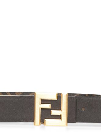 Fendi Mens Belt Squared Ff Brown Leather Calf
