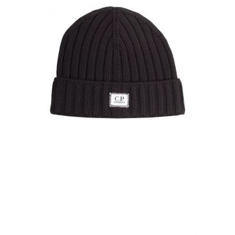 C.P. Company Schwarze Merinowollm&uuml;tze - - Accessories - Herren - Schwarzk - ONE SIZE