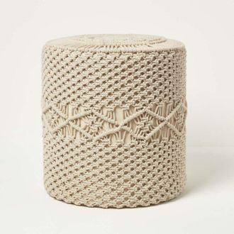 Homescapes Pouf boh&egrave;me macram&eacute; Astrid