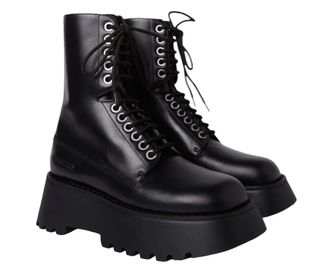 Burberry Black Leather Biker Boots Size 37.5