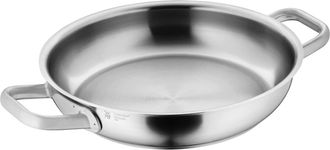 WMF Ultimate Servier-/ Bratpfanne 24 cm Edelstahlpfanne unbeschichtet, flach, ebener Boden, Induktion, Cromargan Edelstahl poliert, backofenfest, spülmasc