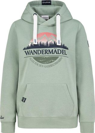 Sublevel Hoodie K&auml;ngurutasche Schriftzug Elastischer Bund Freizeitlook f&uuml;r Damen (1-tlg) Baumwolle Regular Fit Kapuze bedruckt atmungsaktiv