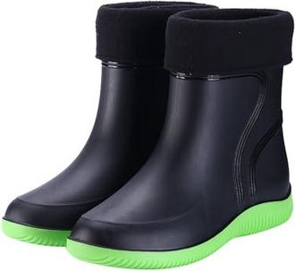 Generic Bottes de pluie rondes &agrave; talons pour femmes avec boucle et bout de chaussure au milieu pour femmes, bottes de pluie pour femmes, bottes de pluie 11 la