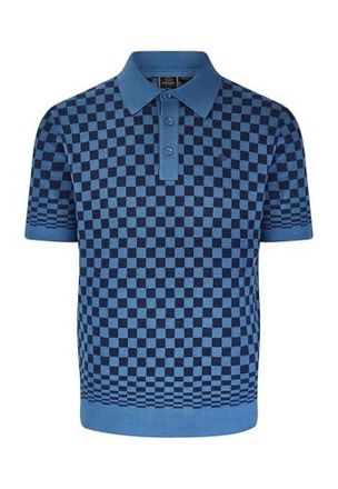 Merc of London Ambrose Mens Knitted Polo Shirt in Blue, Small
