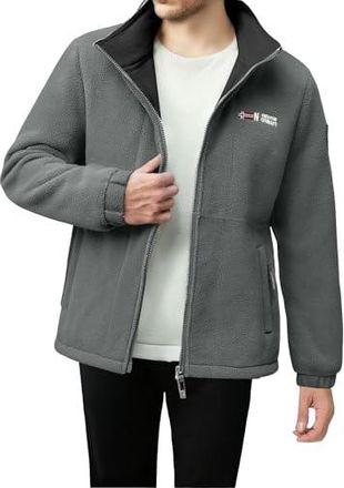 Generic Veste polaire pour homme &agrave; manches longues avec col montant - Veste de transition pour homme avec fermeture &eacute;clair - Veste de loisirs simple - Couleur