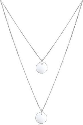 Elli Collier Femme, Tendance Pendentif à Plaques à 2 Couches en Argent Sterling 925