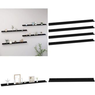 vidaXL Vidaxl - Wandregale 4 Stk. Schwarz 115x9x3 cm - Wandregal - Schwarzes Wandregal - Regal Schwarz - M&ouml;bel F&uuml;r Die Wand - Modernes Wandregal - Home &