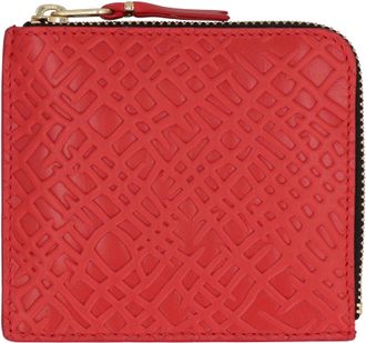 Comme Des Gar&ccedil;ons Mens Leather Zipped Coin Purse Red Cow Hide Wallets & Cardholders