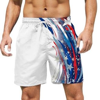 Generic Short de plage d&eacute;t&eacute; pour homme - Pantalon de plage d&eacute;contract&eacute; et tendance - Confortable - Vacances am&eacute;ricaines - Coupe droite, blanc, 3XL