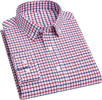 Generic Chemise en coton &agrave; manches longues pour homme - Motif &eacute;cossais Oxford - Style d&eacute;contract&eacute; - Solide - Imprim&eacute; r&eacute;gulier, Cx10, XXL