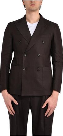 Tagliatore Homme, Vestes, Brun, Taille: 2XL Blazer en lin m&eacute;lang&eacute;