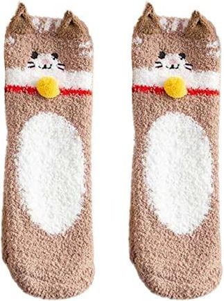 Generic Chaussettes Femme Chaussettes Chaudes Femme Chaussettes Thermiques Femme De Classique Hiver Motif Chat Mi-Mollet En Polaire &Eacute;paissie Id&eacute;ales Pour Dorm