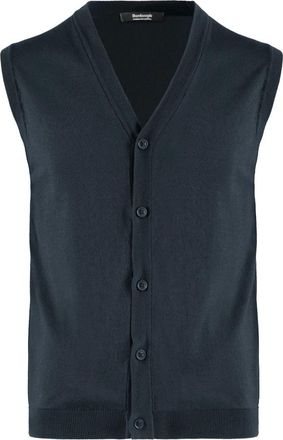 Bomboogie Homme, Pulls, Bleu, Taille: XL Cotton V-neck waistcoat