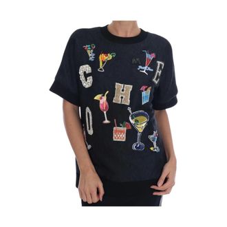 Dolce & Gabbana Femme, Tops, Multicolore, Taille: 34 FR Pull ras du cou &agrave; manches courtes