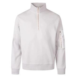 Ten c Garment Dyed Diagonal Fleece Quarter Zip Sweatshirt - - Sweatshirts & Hoodies - Herren - Grau - L