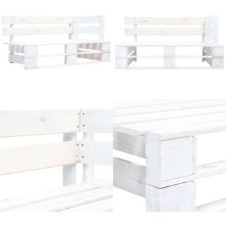 vidaXL Outdoor-Eckbank Paletten Holz Wei&szlig; - Outdoor Bank - Eckbank - Gartenbank - Palettenm&ouml;bel - Holzm&ouml;bel - Home & Living