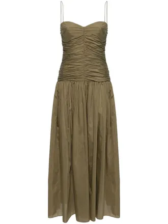 Matteau Gerafftes Midikleid mit tiefer Taille - Gr&uuml;n