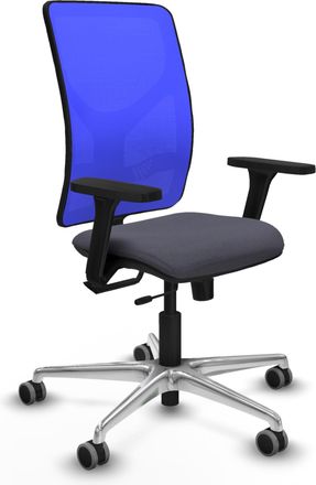 Piqueras y Crespo Hochwertiger Schreibtischstuhl mit 3D-Armen, h&ouml;henverstellbare Lendenwirbelst&uuml;tze, ausgestattet mit Syncro/Traslack und Schneideschaum, Blau/Dunkelgra