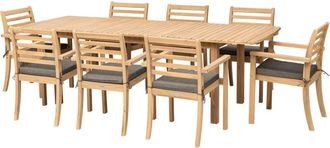 Happy Garden Salon de jardin extensible 180/240cm PADAR en acacia 8 places - coussins gris