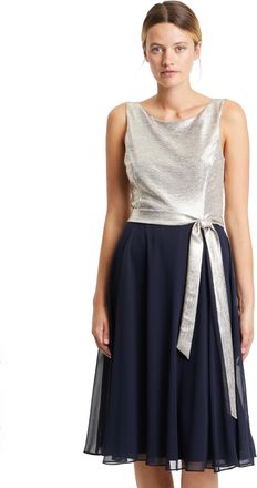 Vera Mont Damen 0237/4825 Kleid, Patch Gold/Dunkelblau, 10, Aufnäher Gold/Dunkelblau, 36