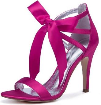 Generic Escarpins Femme Bout Ouvert Mari&eacute;e Stylet Talons Sandales Chaussures De Mariee Bal Dress F&ecirc;te Bridal 10.5Cm,Rose Red,39 EU