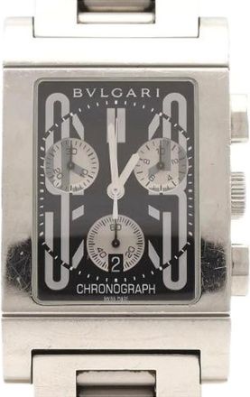 Bulgari Pre-owned Rettangolo Chronograph Stainless Steel - Femme - Pre-owned - Noir - Taille: ONE Size
