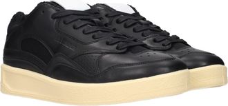 Jil Sander Leather Low Top Sneaker - Black