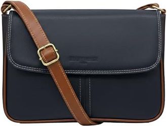 Zerimar | Sac bandouli&egrave;re en cuir v&eacute;ritable pour femme | Sac bandouli&egrave;re en cuir naturel pour femme | Id&eacute;al au quotidien, en voyage ou au travail | Bleu marin