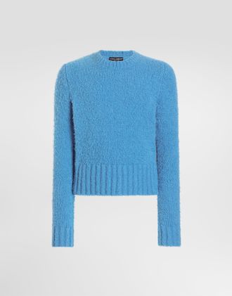 Dolce & Gabbana Pullover In Boucl&eacute;-optik - Mann Strickwaren Azurblau 50