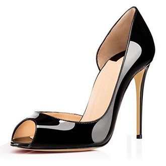 elashe Escarpins Femms Bout Ouvert -Talon Aiguille 12cm- Talon Haut Chaussures de Soir¨¦e Mariage Noir EU39