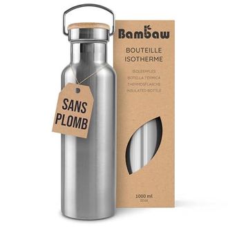 Bambaw Gourde INOX 1000 ML, Bouteille Thermos, Bouteille Isotherme, &eacute;cologique et r&eacute;utilisable, Gourde Acier Inoxydable sans Plastique