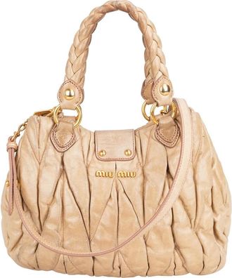 Miu Miu Crossbody Bags - Miu Miu Quilted Leather City Handbag - Gr. unisize - in Beige - f&uuml;r Damen