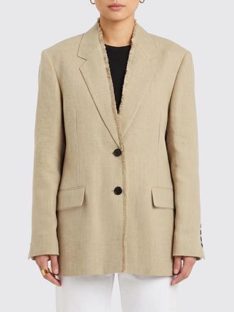 Toteme Einreihiger Blazer aus beigem Leinen mit Revers und Pattentaschen