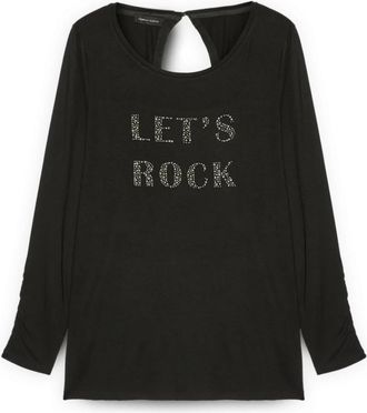 Fiorella Rubino Femme, Blouses et Chemises, Noir, Taille: 36 FR T-shirt en jersey avec lettrage en strass