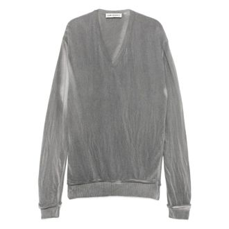 Our Legacy Cherub Wool V-Neck Sweater - Homme - Pulls - Gris - Taille: XL