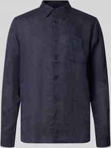 Guess Regular Fit Leinenhemd mit Kentkragen und Brusttasche