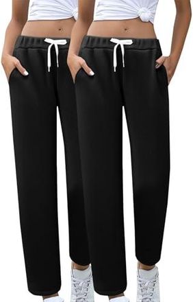 Generic Lot de 2 Pantalon De Running Femme Chic &Eacute;t&eacute; Pant Longue Stretch Tendance Comfy Streetwear D&eacute;tente Mode Costume Classique Basique Taille Elastique 2026