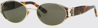 Saint Laurent Ovale Schildpatt-Acetat-Sonnenbrille mit YSL-Monogramm
