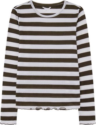 Springfield Damen Scalloped Detail T-Shirt Unterhemd, MEDIUM_Khaki, L