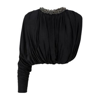 Self Portrait Kurze Bluse mit Mikroperlen-Verzierung - - Blouses & Shirts - Damen - Schwarzk - M