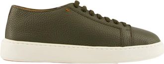 Santoni Homme, Chaussures, Vert, Taille: 41 EU Baskets en cuir foulonn&eacute;