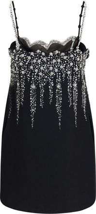 Valentino Garavani Beaded Floral Embroidered Cocktail Dress - Black